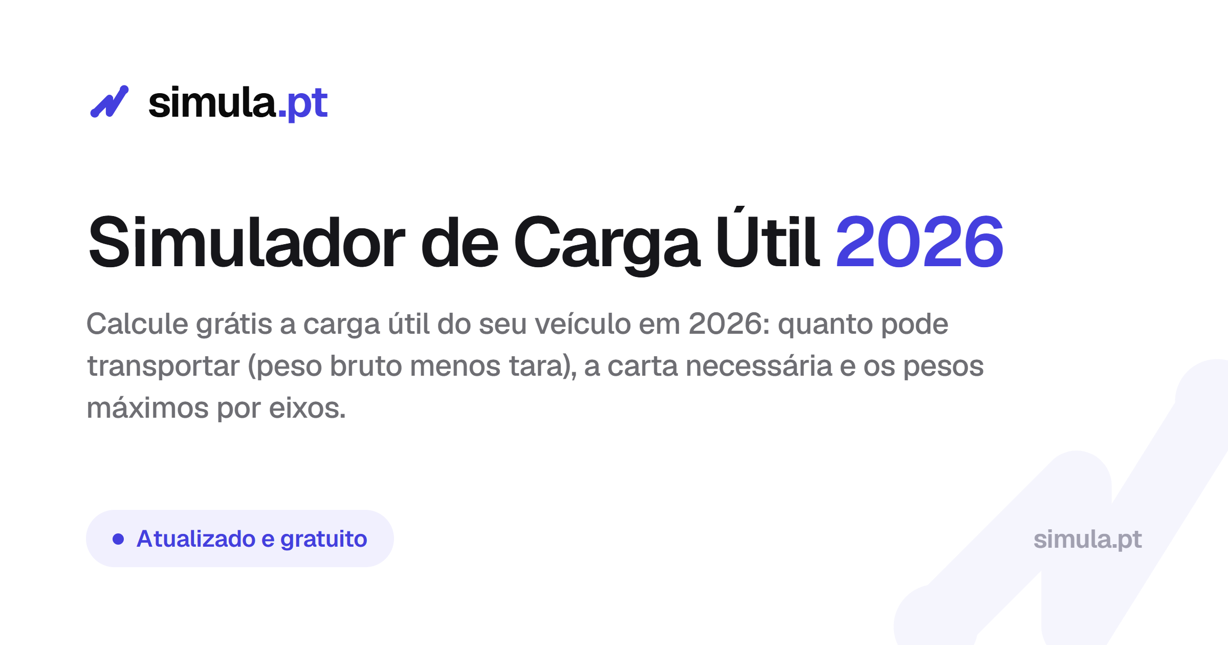 Simulador de Carga Útil 2026: Quanto Pode Transportar | simula.pt